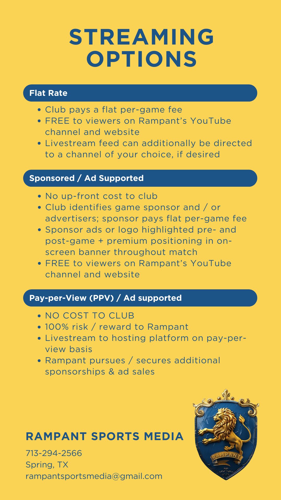 Services - RAMPANT SPORTS MEDIA